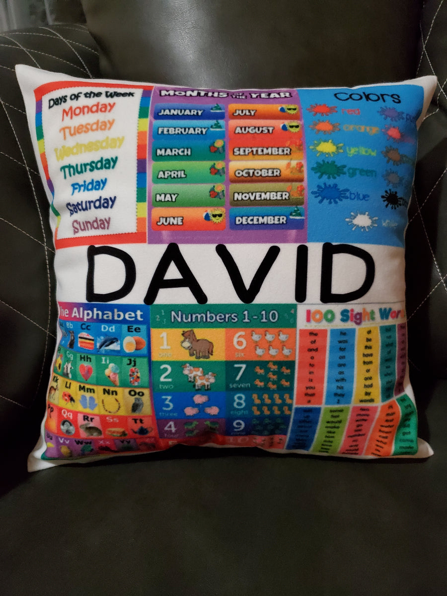 Personalized Learning Pillow – Tiny's Creations LLC